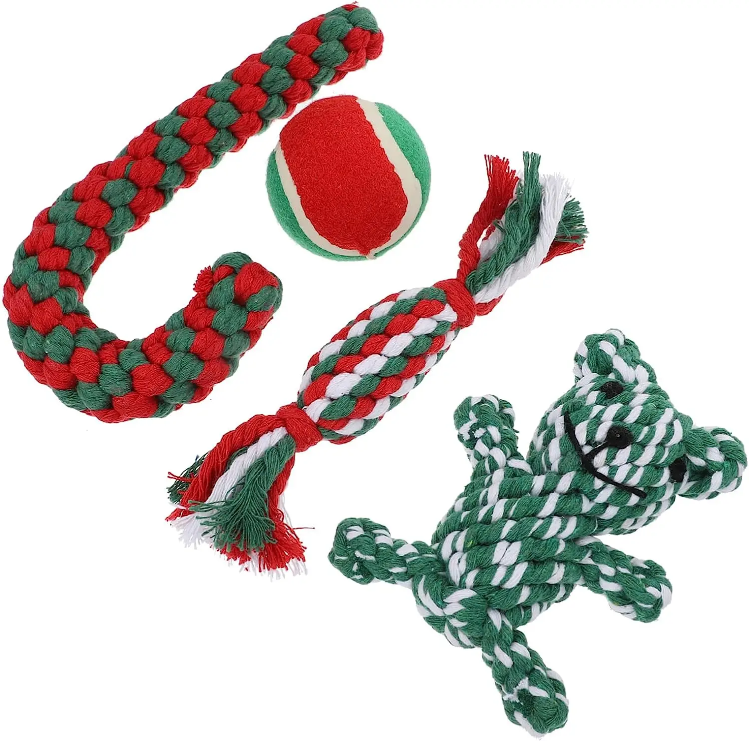 Hotselling 4 Packs Custom Durable Rope Toy Tennis Ball Kit Christmas ...