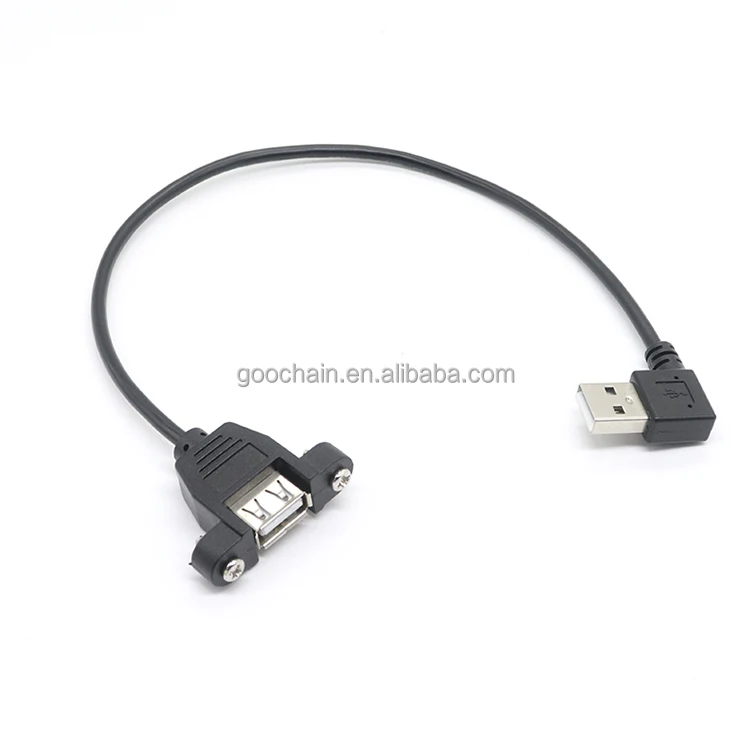 90 Degree Left Angle Usb A Male To Usb A Female Cable With Lock Screw ...