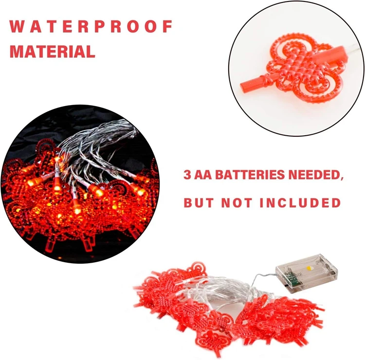 3m 20led Red Color Chinese Knot Happy New Year Led String Lights 3aa ...