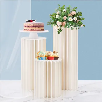 Deformed Folding Cylinderl Paper Cake Plinth Stand Dessert Table Stage ...