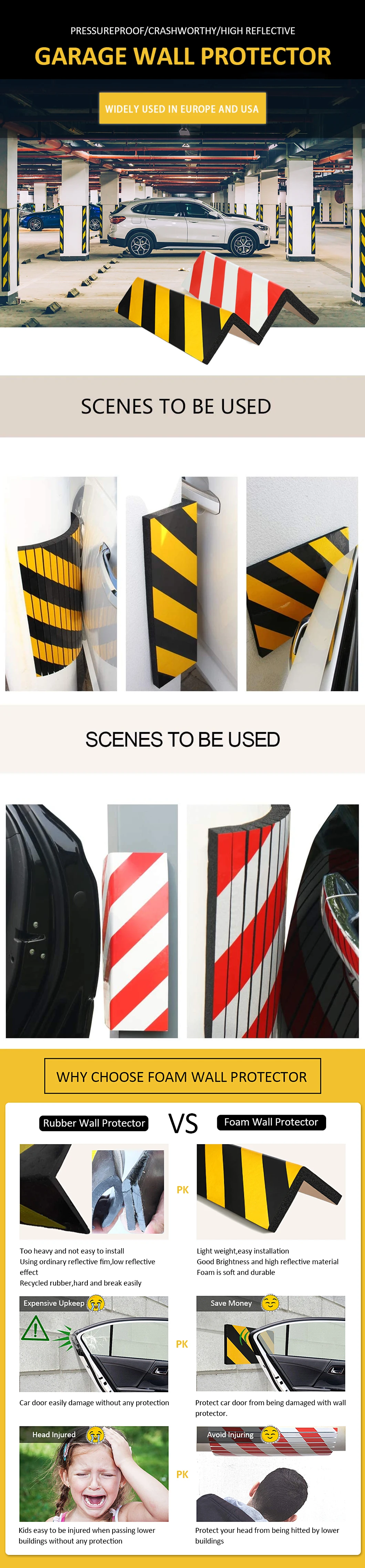 Durable Guard Rubber Foam - Reflective Anticollision