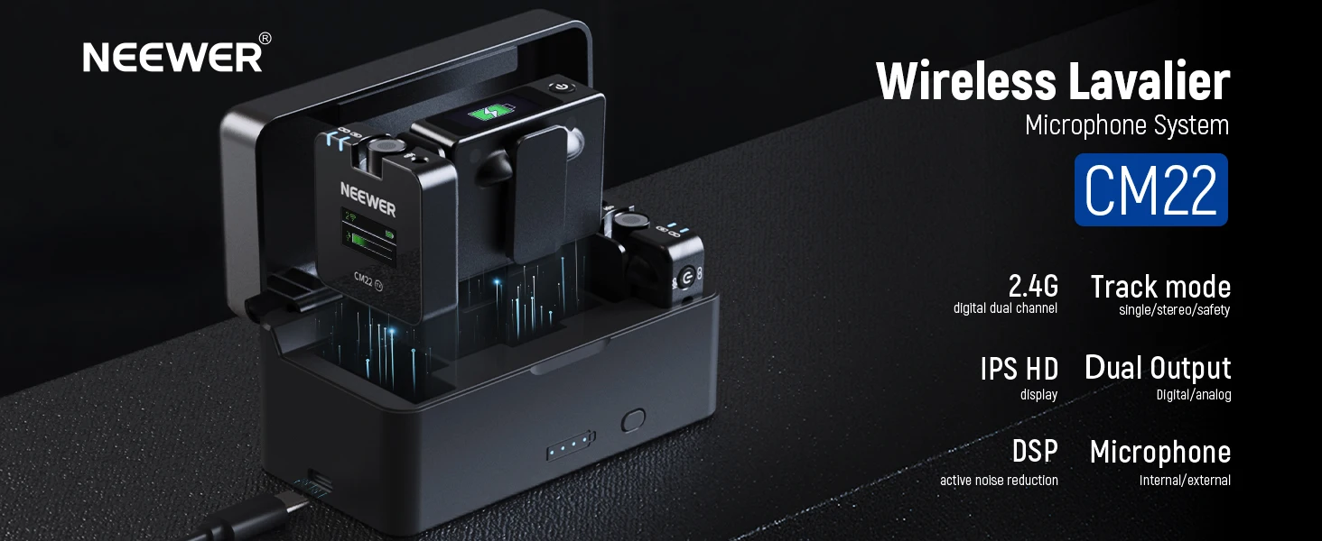 Neewer 2 Pack Wireless Lavalier Microphone - Streaming & Interviews