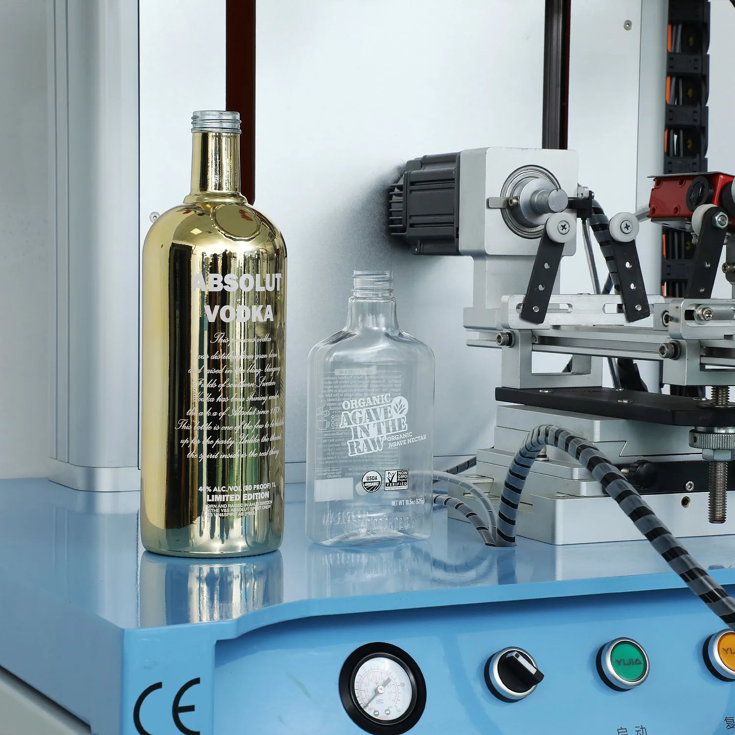 LC Glass Bottles Logo PLC Servo System Screen Printing Machine