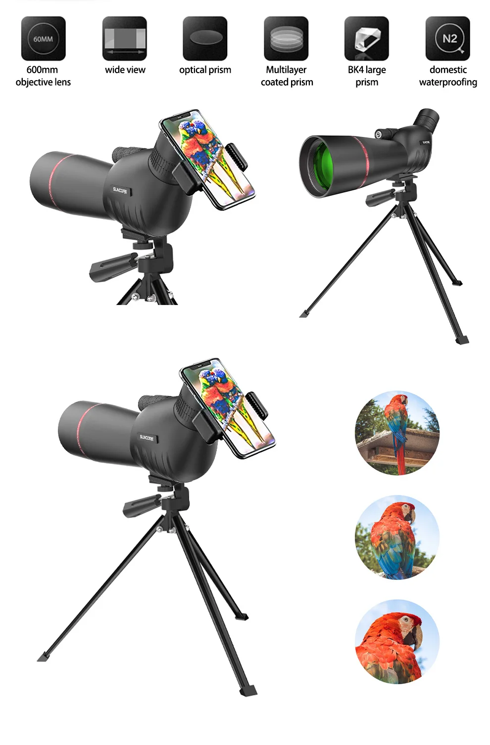 Suncore 25-75x80 Spotting Scopes - High Definition & Waterproof