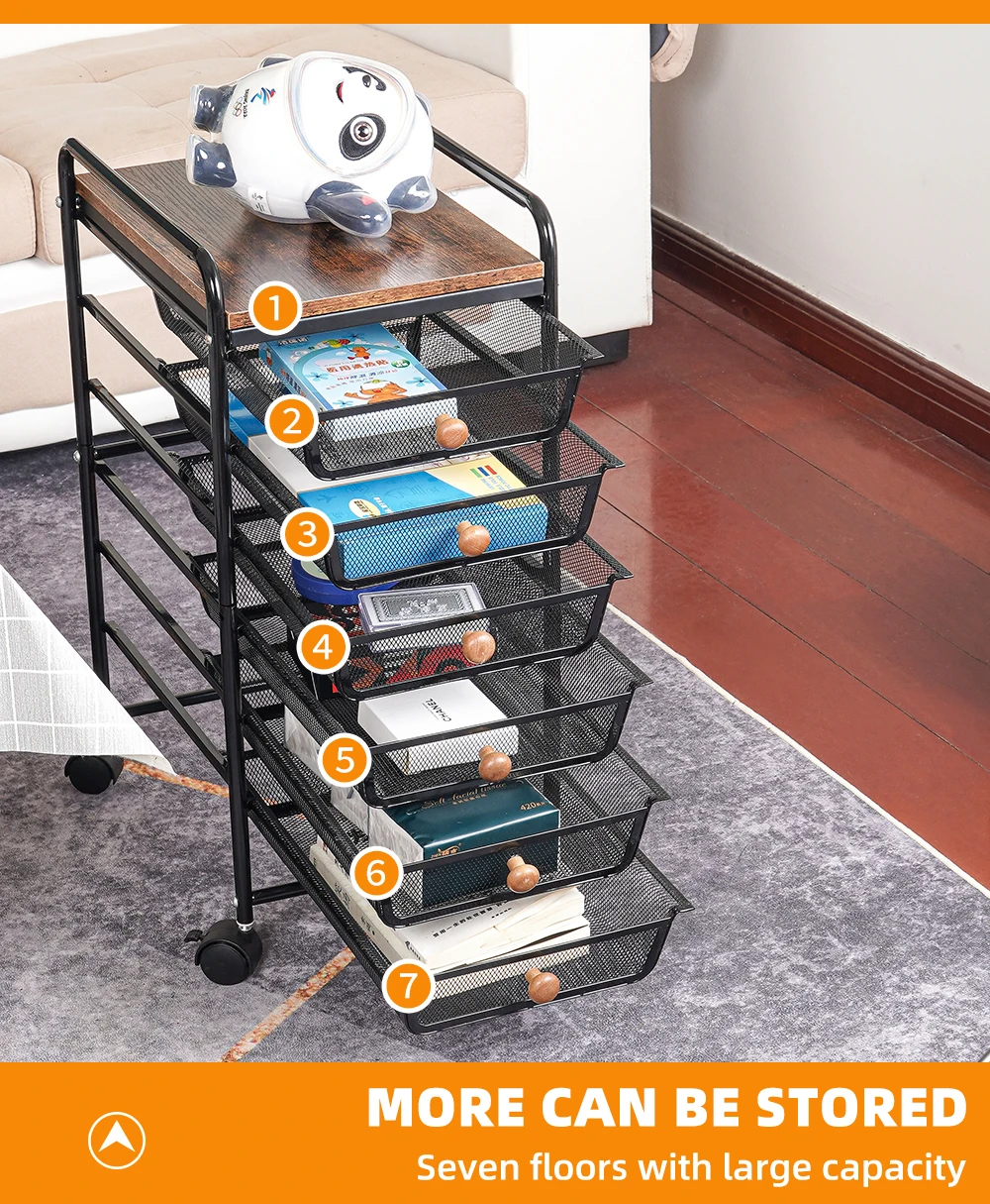 Multi Tiers Trolley Storage Racks Shelving Units Living Room Storage ...