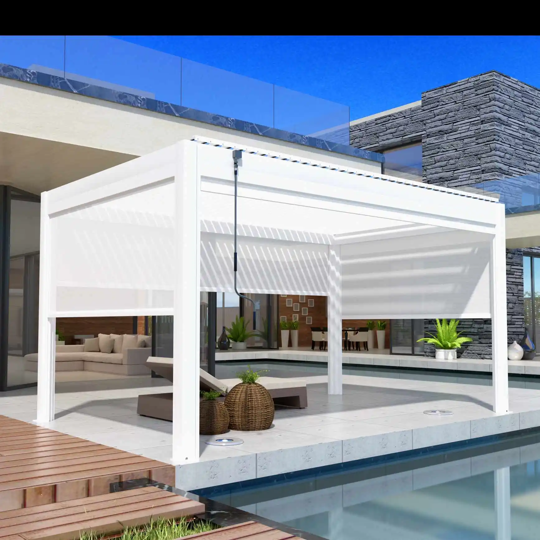 Alibaba.com: Retractable louvered mechanism for pitched roof gazebos ...