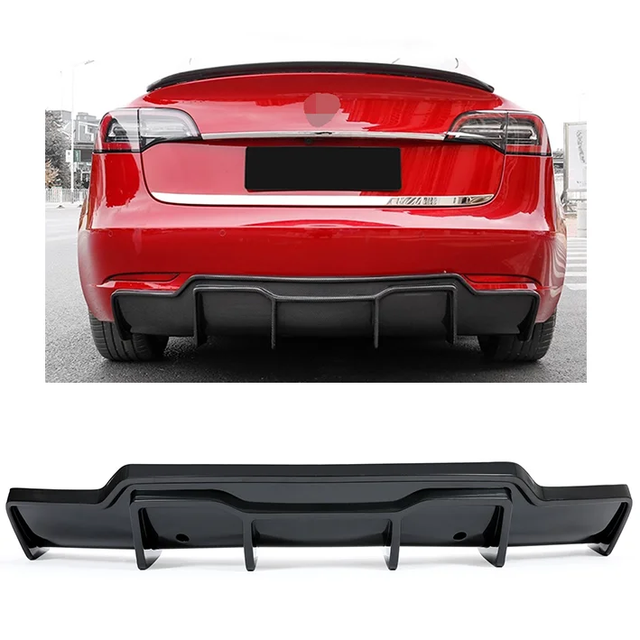Factory Direct Rear Bumper Diffuser Spoiler Glossy Black For Tesla ...
