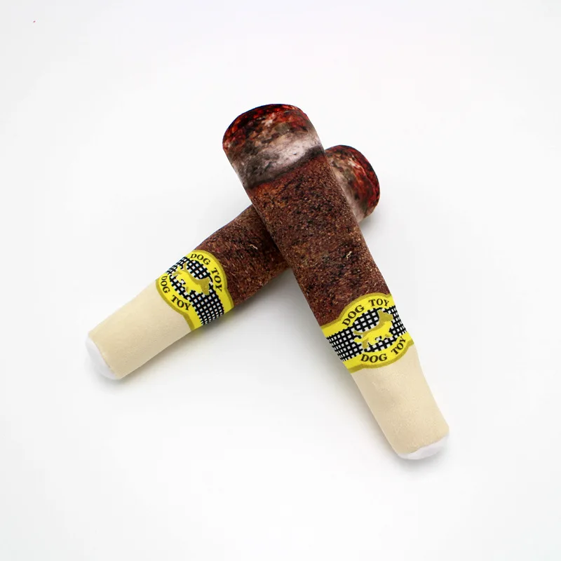 Ins New Funny Cigar Shape Dog Plush Toys Chew Molar Teeth Squeaky Plush ...