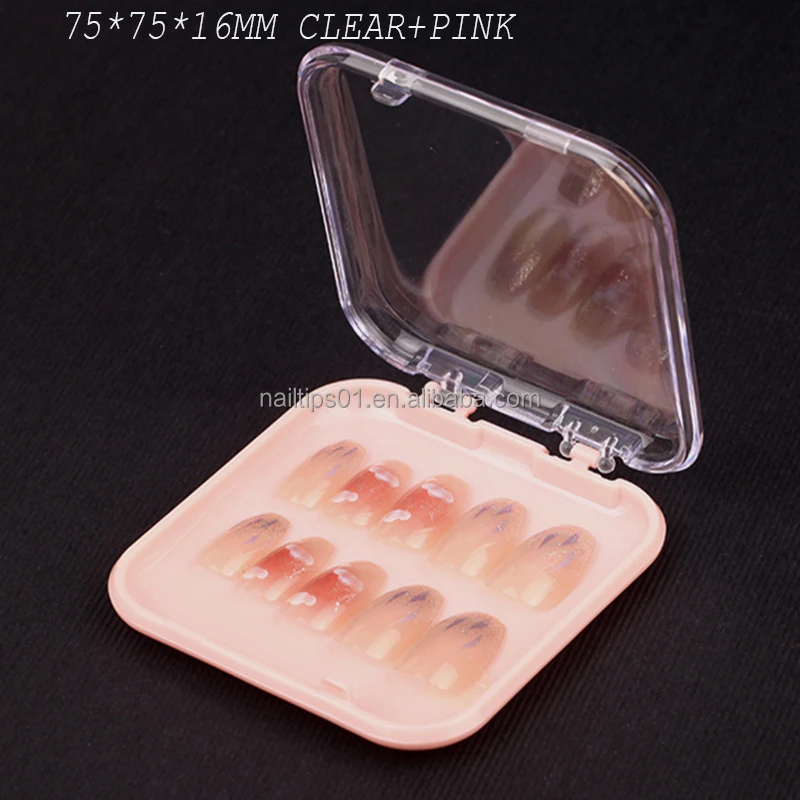 New Design Wholesale Nail Art 75*75*16mm Transparent Cover Pink Bottom ...