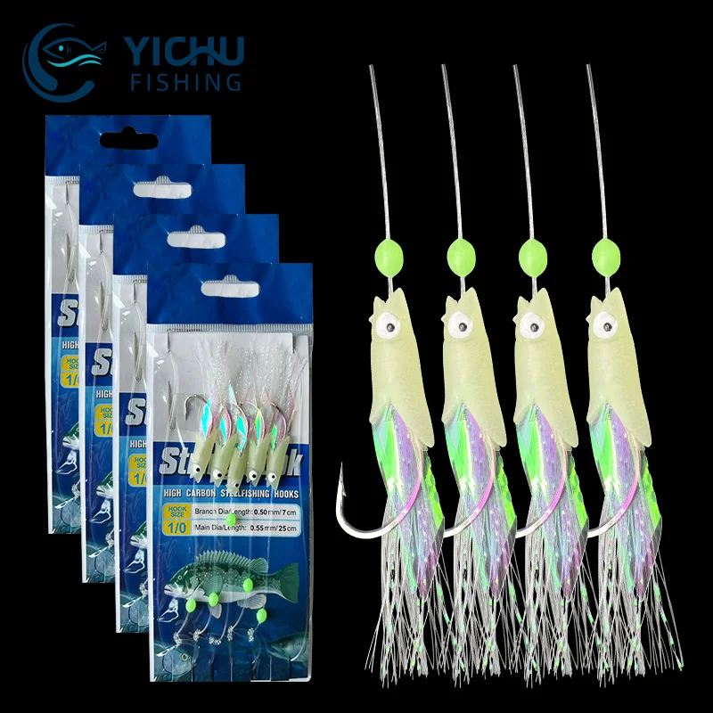 Sabiki Rigs Saltwater Fishing Lures Bait Rigs Real Fish Skin String ...