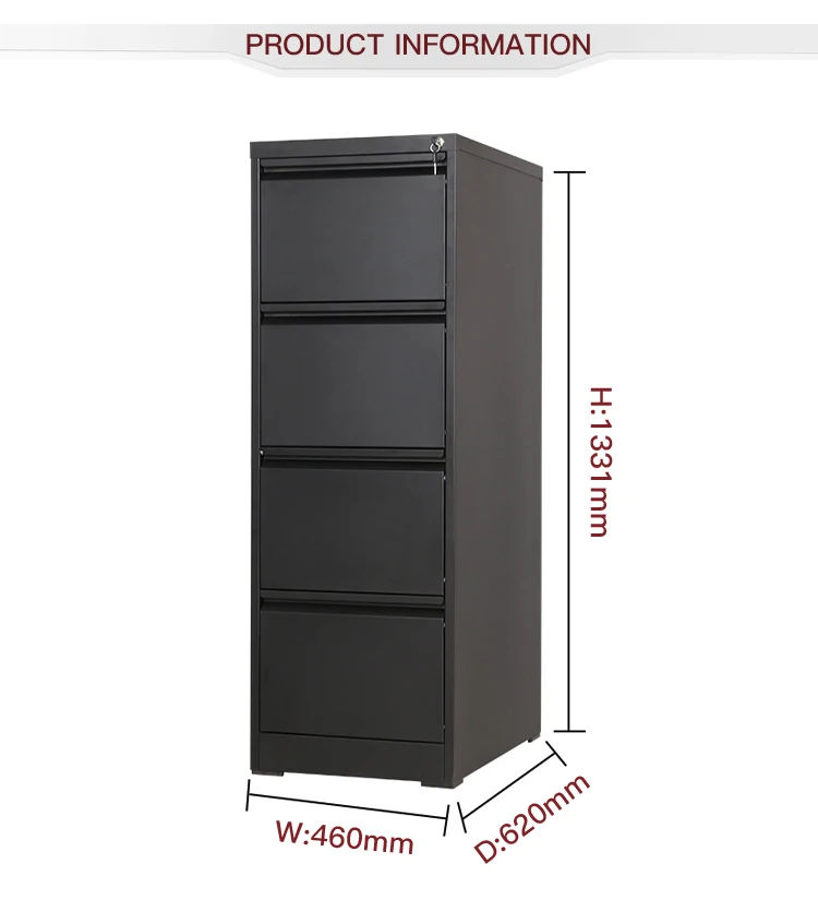 Armario De Acero Lockable Black Kd Office Storage A4 4 Drawer File ...