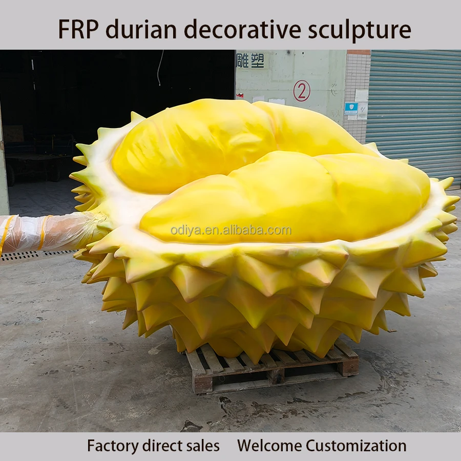 S051 Factory Custom Resin Durian Art Sculpture Outdoor Fruit Decor ...