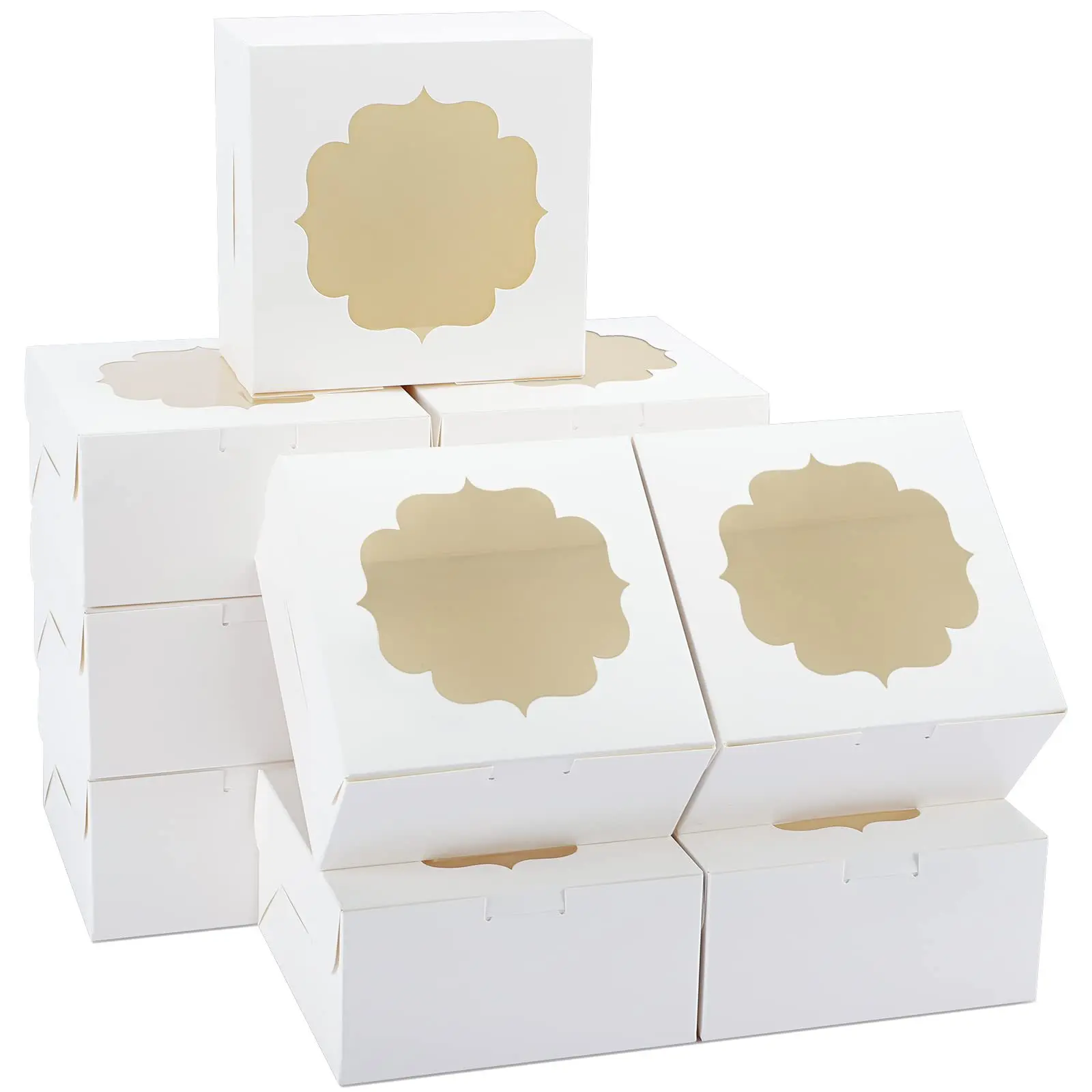 White Paper Bakery Box - Customizable 10x10x5 Cake Packaging