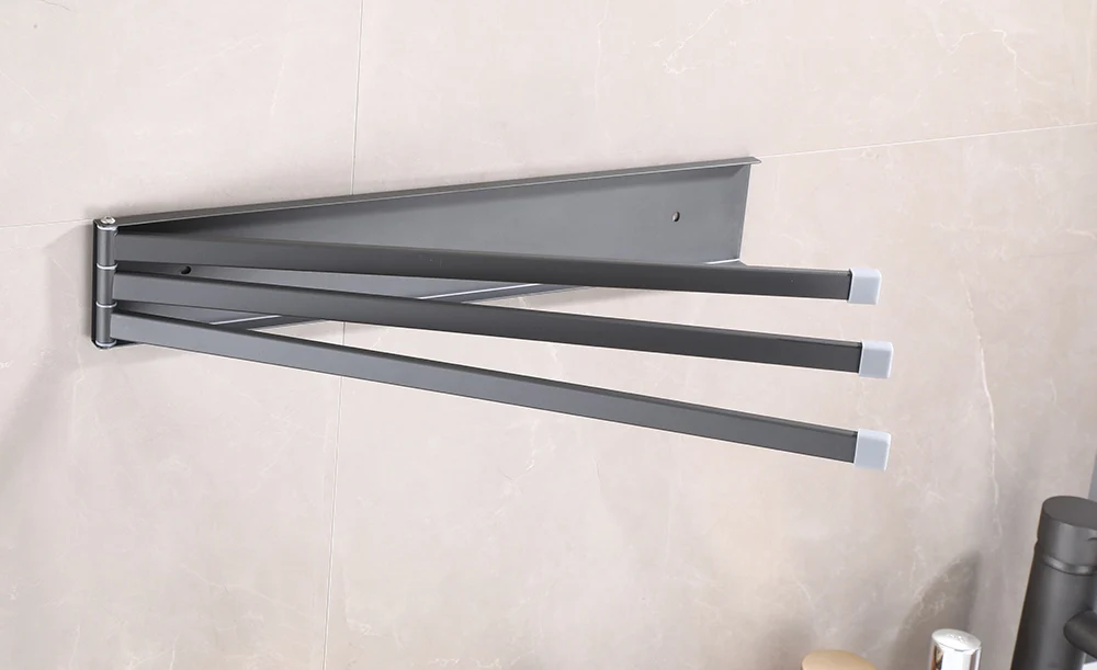 Modern Self Adhesive Black Foldable Towel Rack Swivel Towel Bar ...