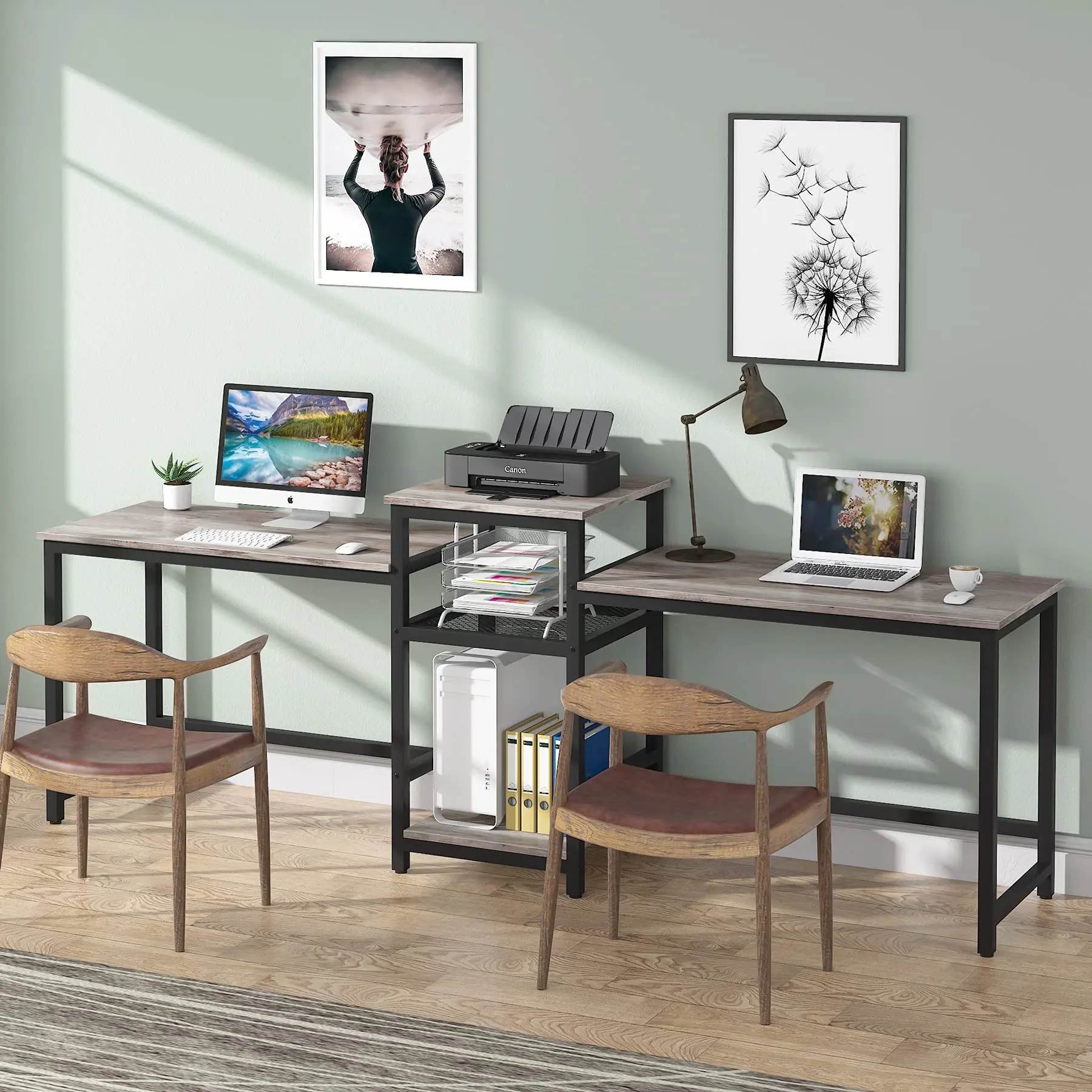 Modern Computer Desk Industrial Design Workstation With Wood Table Top ...