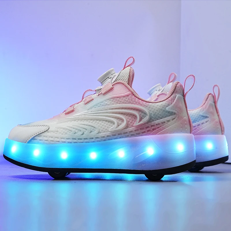 Led 4 Wheels Invisible Deformable Roller Skates 2 In 1 Detachable ...