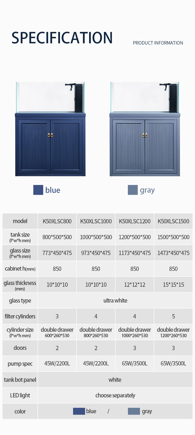 Yee Aluminum Alloy Vertical Fish Tank Rimless Led Lamps Glass Aquarium ...