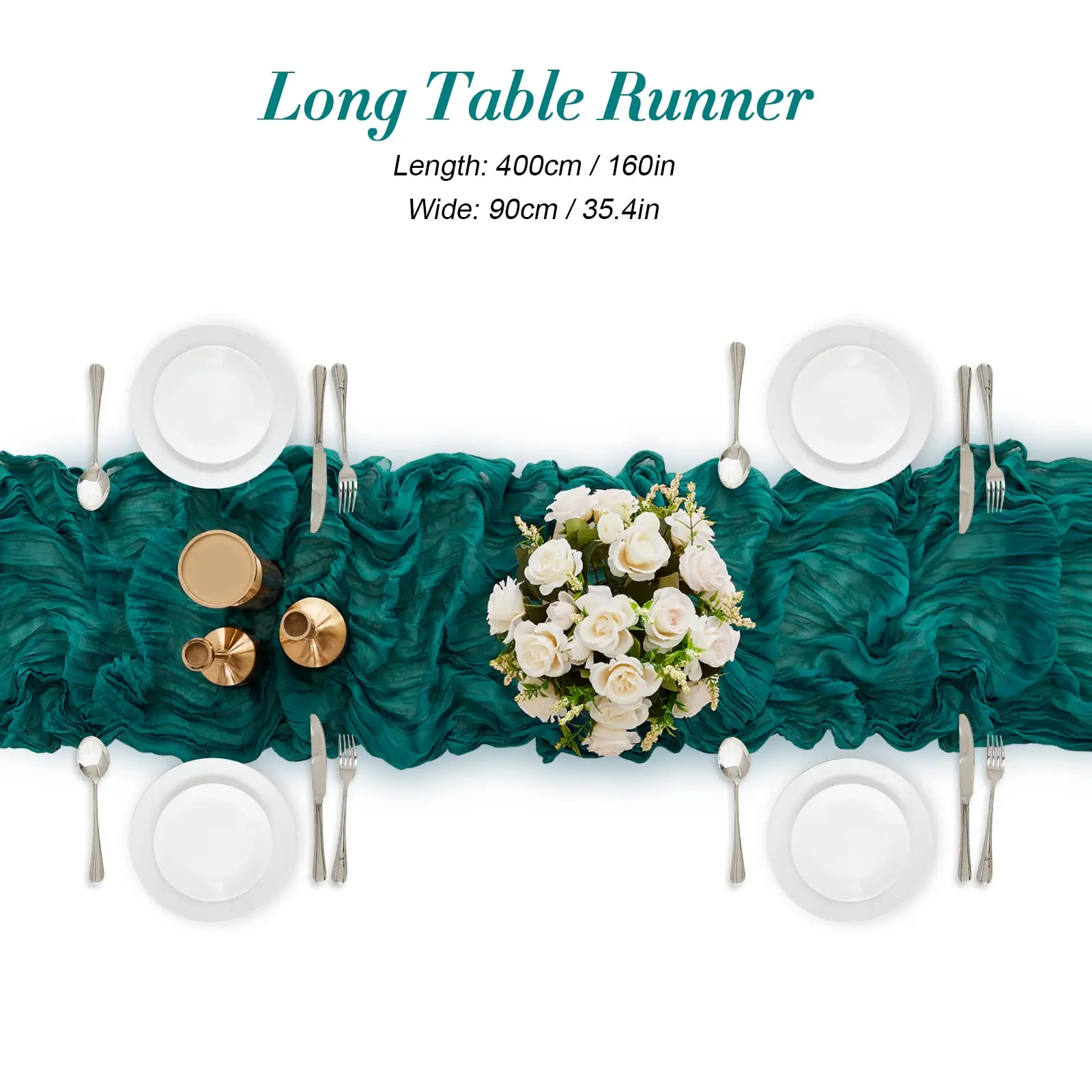 Teal Cheesecloth Table Runners 10ft Wide Gauze Boho Table Runners For ...