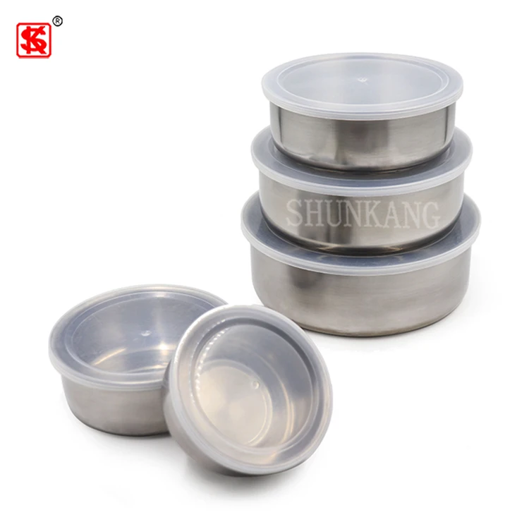 Food Preservation Box Round Stainless Steel Storage Containers Box 5pcs ...