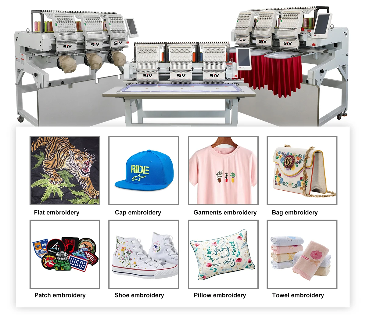 SIV 3-Head Automatic Computer Hat Embroidery Machine Flat Cap ...