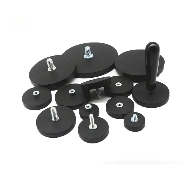 Flat NdFeB Internal Threaded Rubber Coated Pot Magnets Rubberized ...