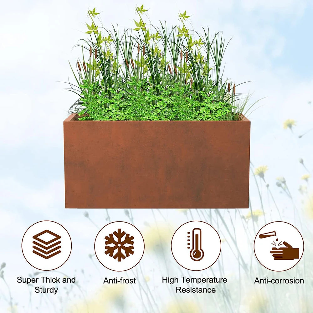 Corten Steel Metal Planter Flower Pot Assembly Metal Vegetables Flowers ...