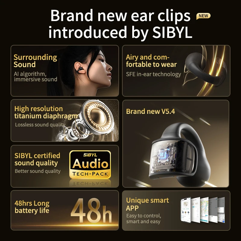 Sibyl B3 Bone Conduction TWS Earbuds - Wireless Stereo Sound ...