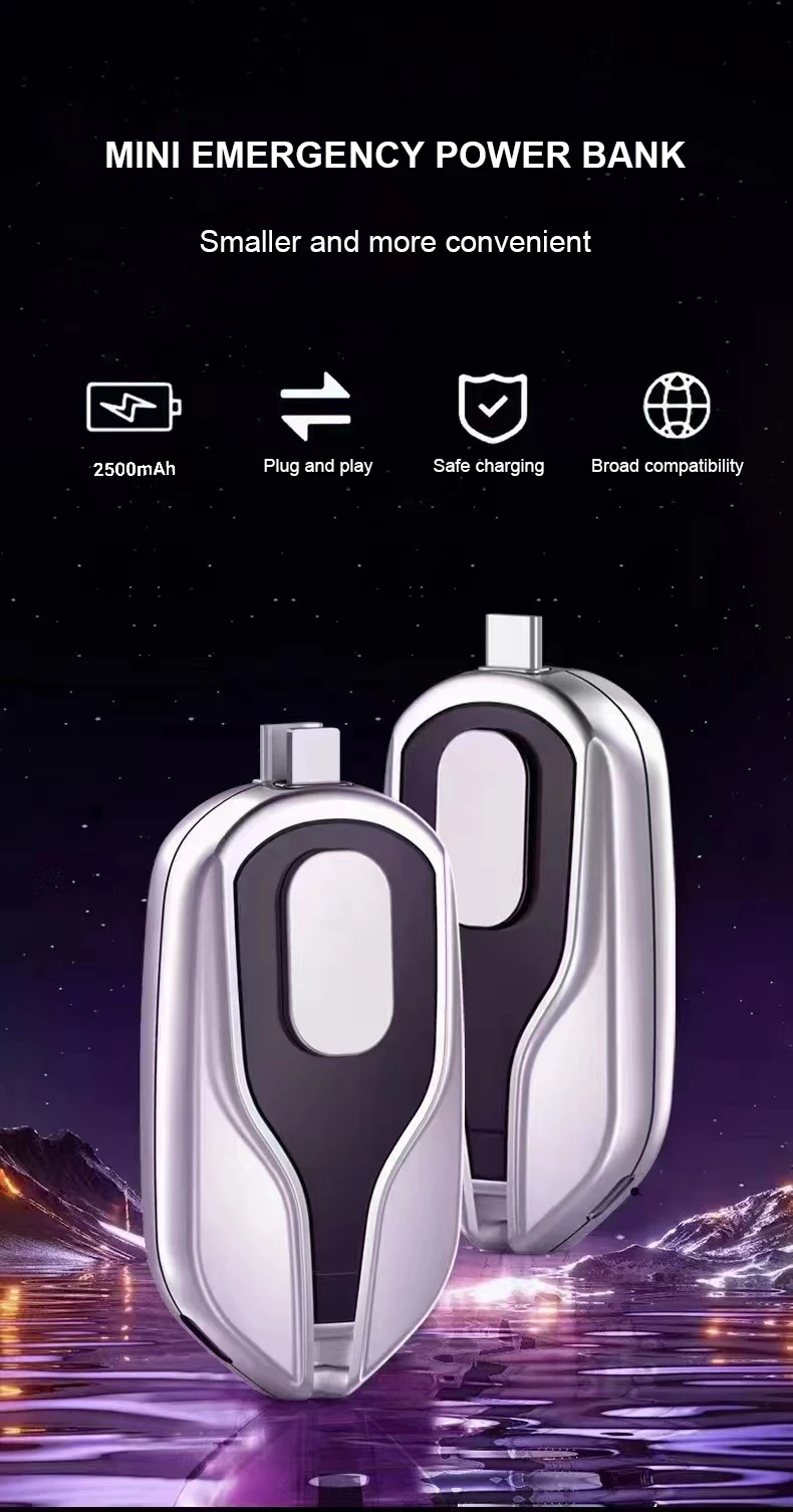 2 In 1 2500 Mah Pocket Keychain Emergency Mobile Phone Small Portable ...