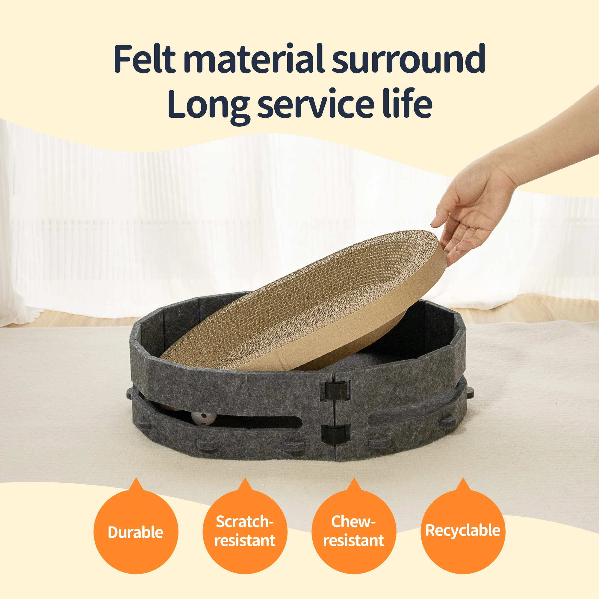 Sustainable Foldable Cat Scratcher Recyclable Corrugated Paper Sisal ...