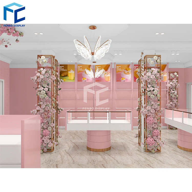 Custom Bakery Display Cabinet - Modern Coffee Shop Design