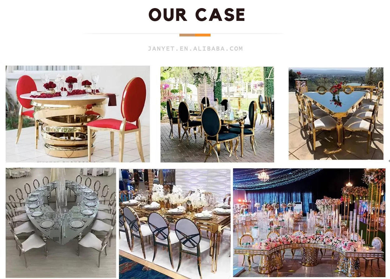 Gold Tables and Chairs for Luxury Events - JANYET FURNITURE
