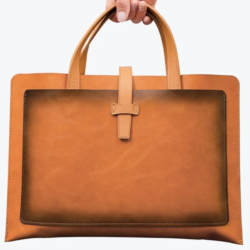 PU Leather Document Paper Handbag Waterproof Fireproof Leather Document ...