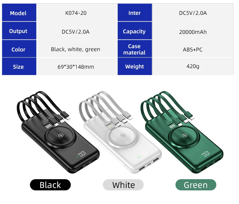 Led Show Fast Charging 20000mah Powerbank Portable Charger Power Bank ...