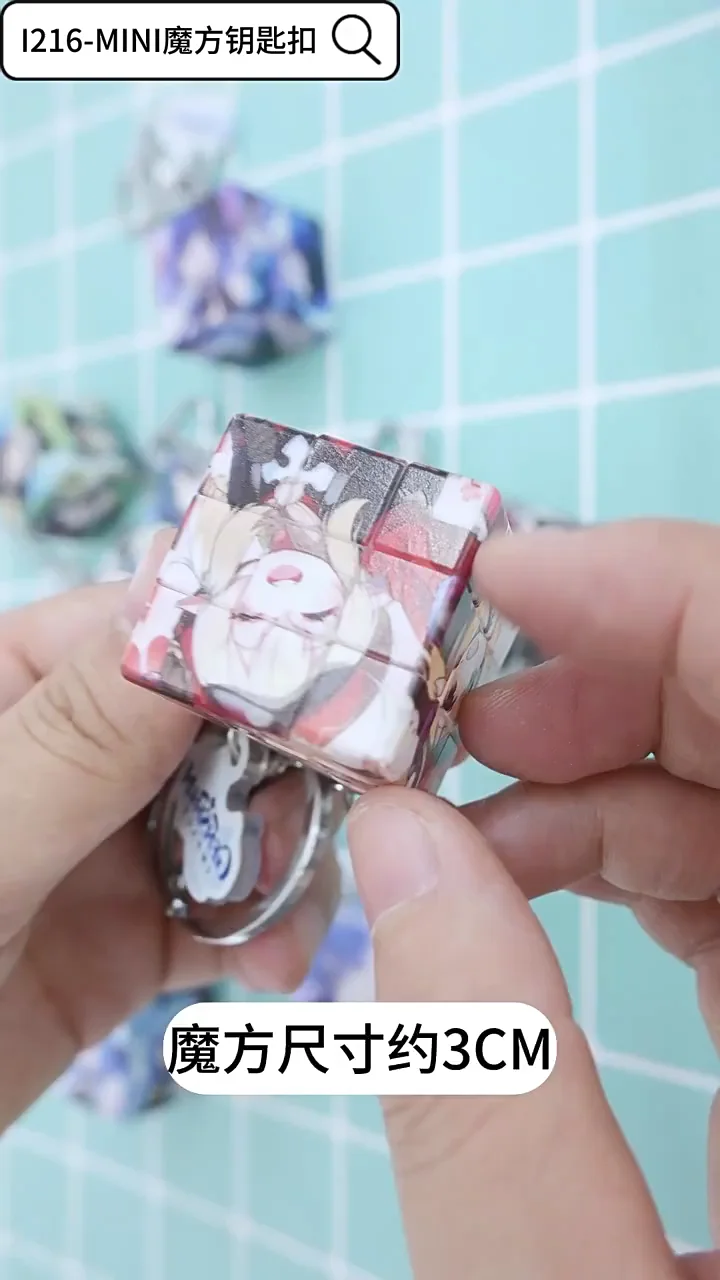 36 Styles Mini Cube Design Acrylic Anime Keychain Demon Slayer Luffy ...