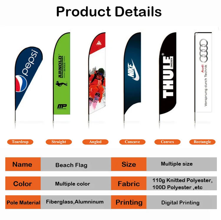 Outdoor Custom Logo Design Advertising Beach Flag Feather Flag ...