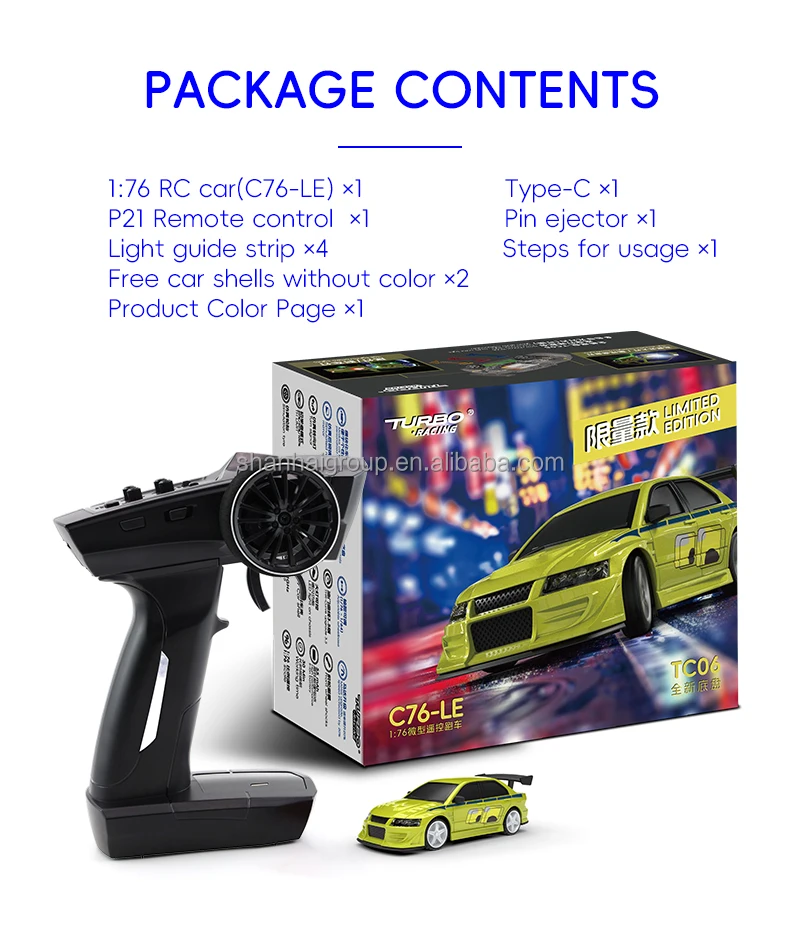 TurboRacing C76-LE 2025 New Drift RC Car 1:76 Scale Hobby Grade LED ...