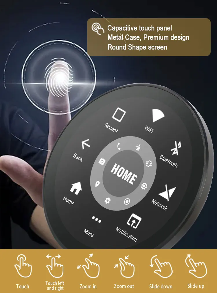 Smart Home 5'' Round Screen Circular Android Touch Control Panel ...