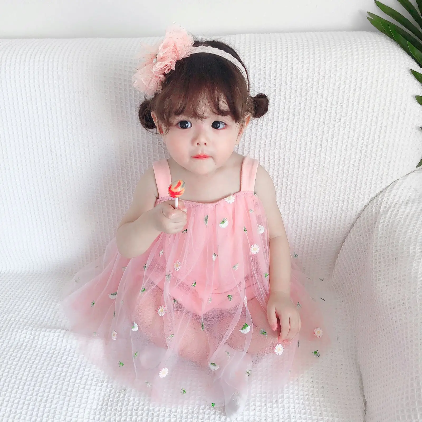 Fashion Newborn Baby Girl Dress Daisy Floral Embroidery Sleeveless ...