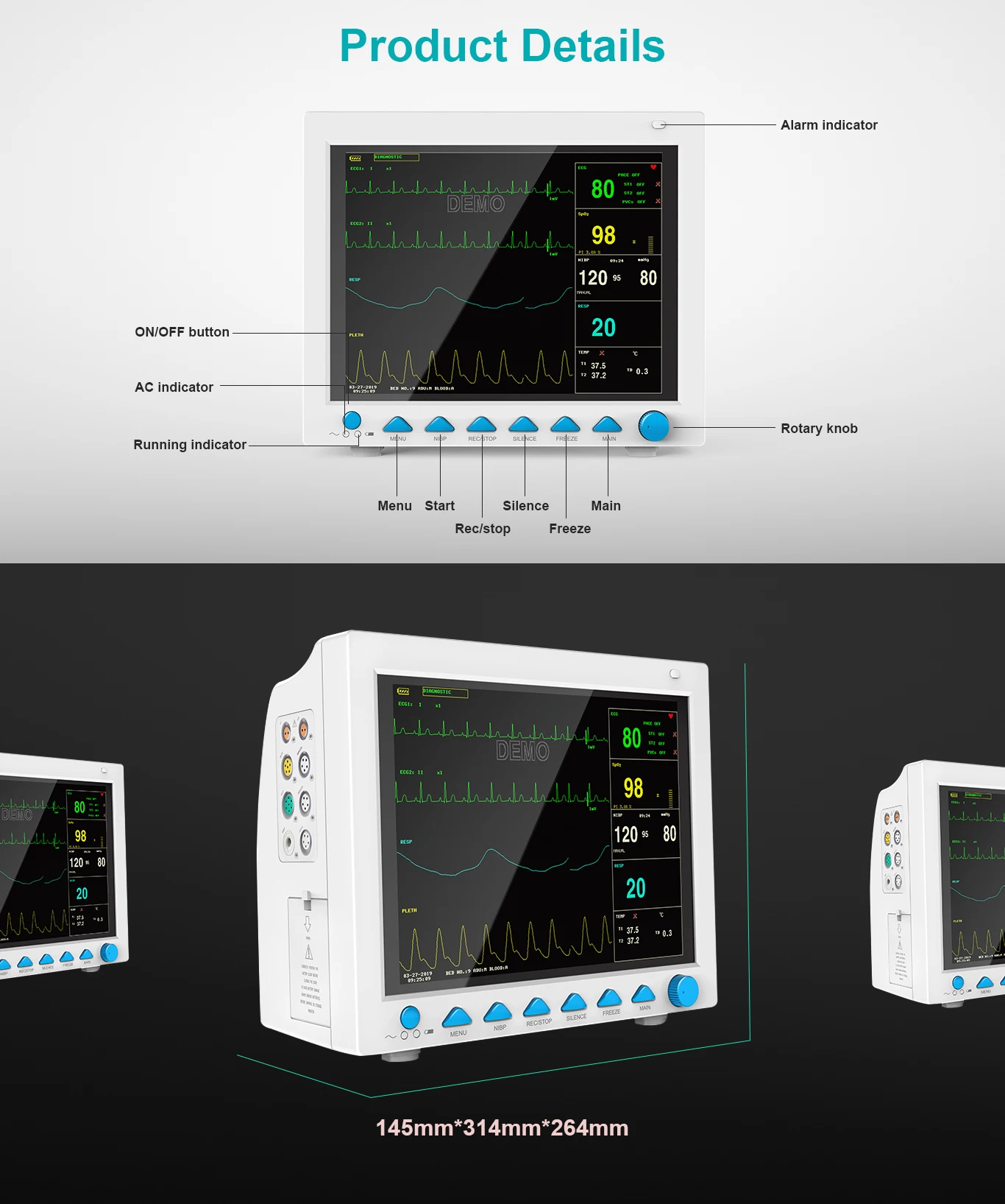 CONTEC CMS8000 Patient Monitor & Nibp/Spo2/T/ECG - oxyaider