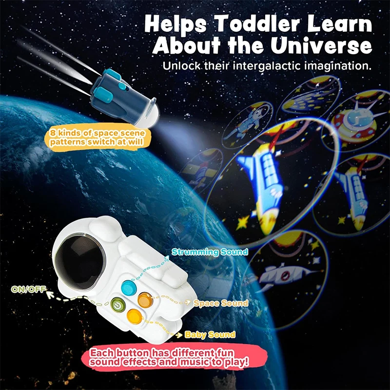 Baby Development Sensory Projection Flashlight Light Up Music Crawling ...