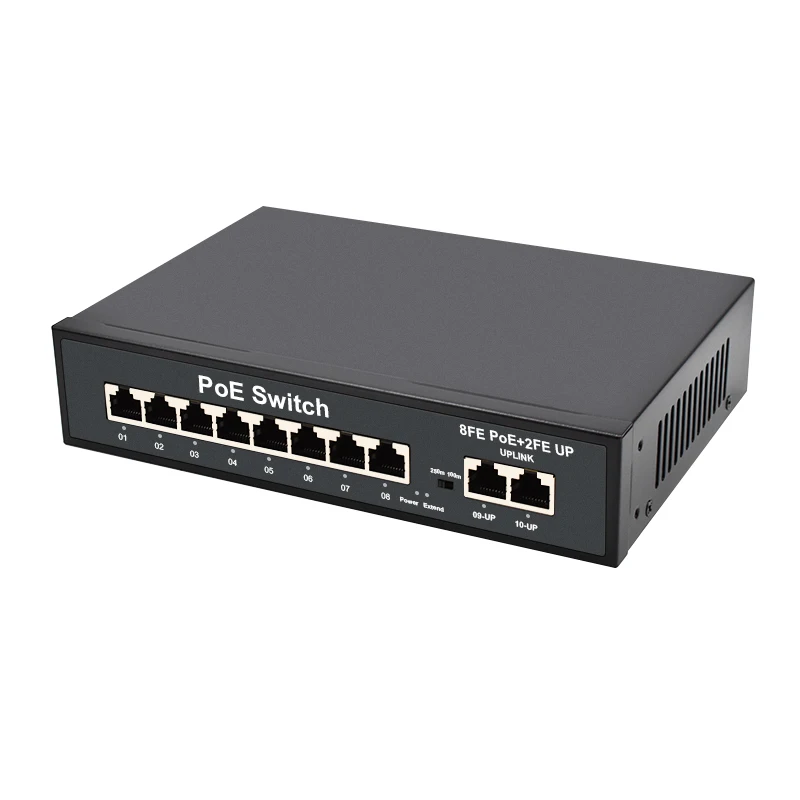 Smart PoE Switch 8 Ports 10/100Mbps with 2 Uplink Port 10/100Mbps AI ...