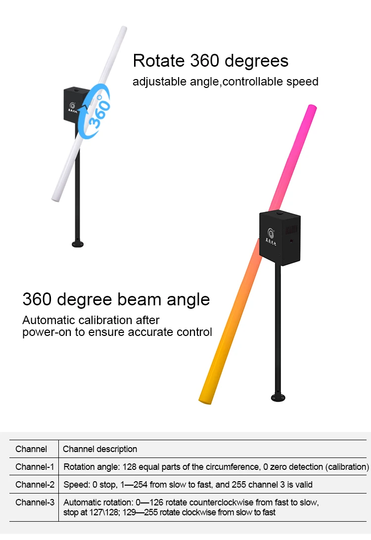 Nightclub DMX RGB Spinning Tube Pixel Stage Light 360 Rotating Tube