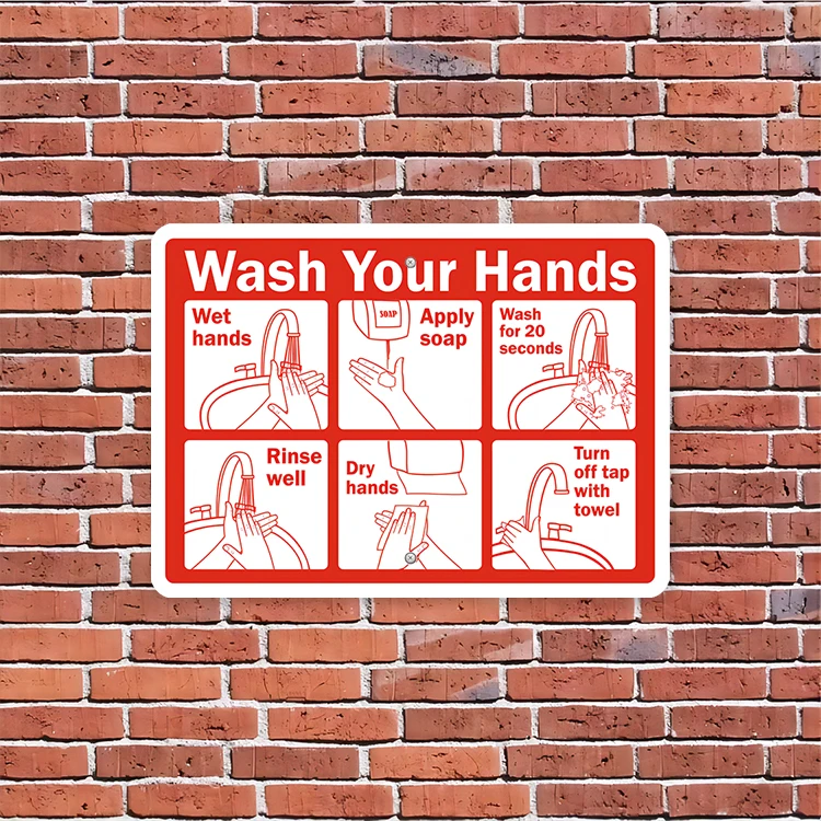 Step Diagram Identification,Wash Your Hands,12 "x 18"metal Aluminum ...