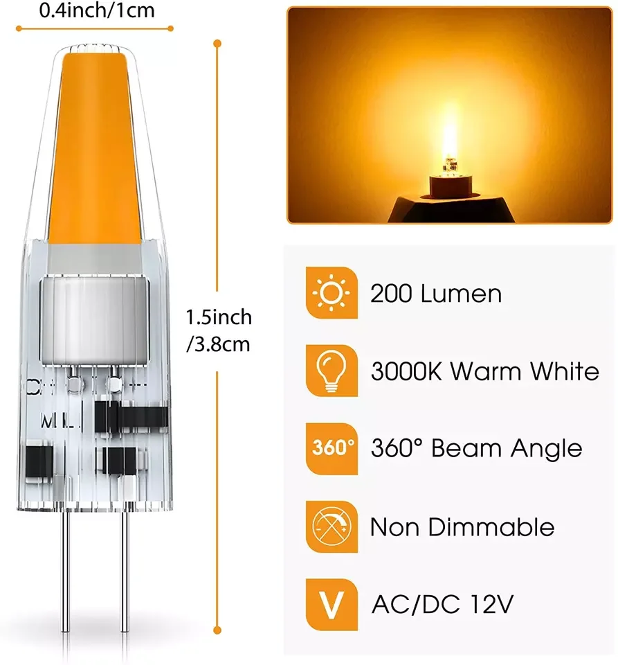 Loahs 2024 Hot Sell Model G4 Led Bulbs 2w 200lm High Brightness 3000k ...