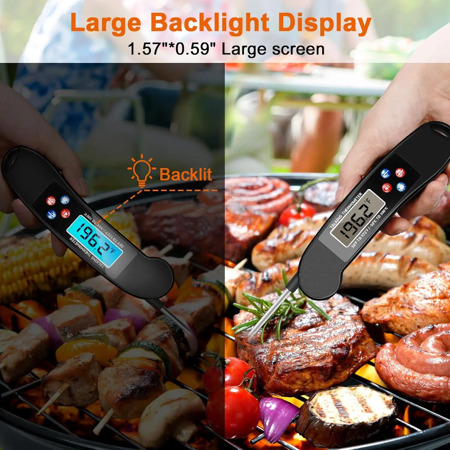 Digital Talking Thermometer for the Blind, Waterproof Instant Read Food ...