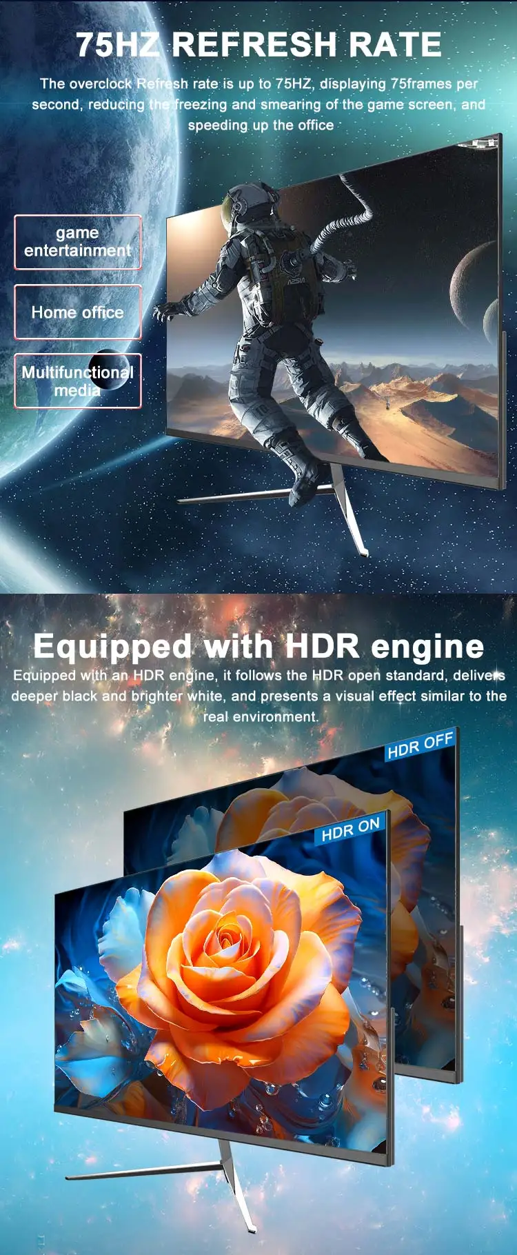 OEM 17/21.5/23.8/27/32 Inch Widescreen LED TV Gaming Monitor Business 75Hz Refresh Rate ...