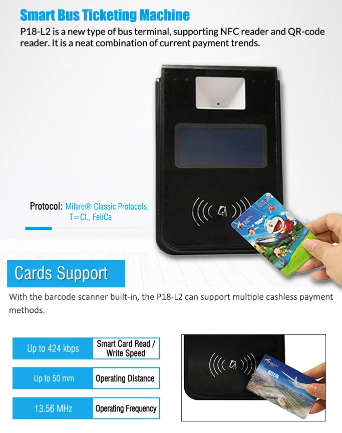 Multiple Cashless Payment NFC Reader Bus Ticketing Machine