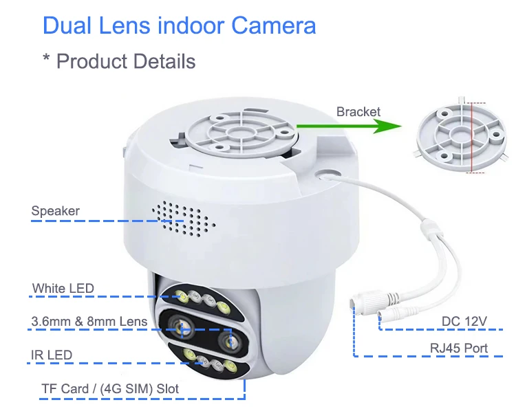 Camhipro 2k 4mp Home Security Camera 4g Indoor Wireless Double 2 Dual ...