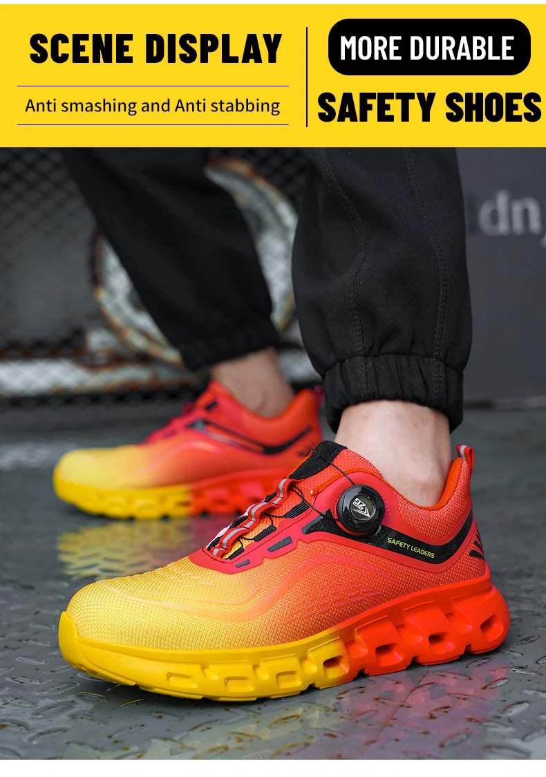Orange Fast Lacing System Safety Shoes - Durable & Comfortable