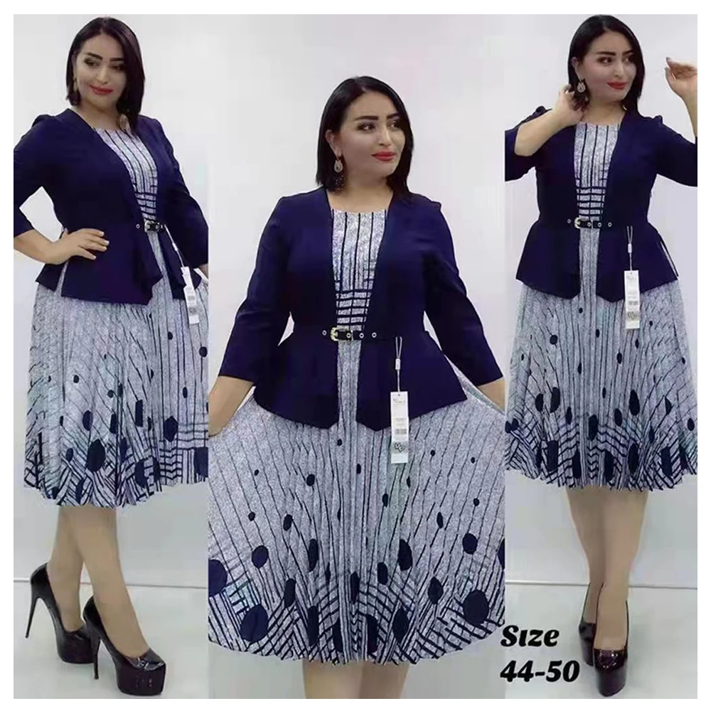 High Waist a Line Dress with Belt Large Size 3XL Women the Production ...